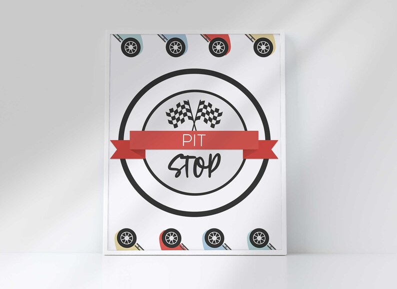 Pit Stop Party Favor Sign for Race Car Birthday Instant - Etsy