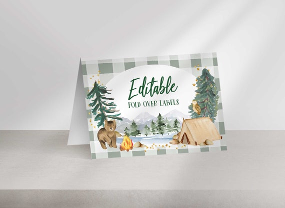 Editable Happy Camper Birthday Table Tent Labels for Instant Download ...
