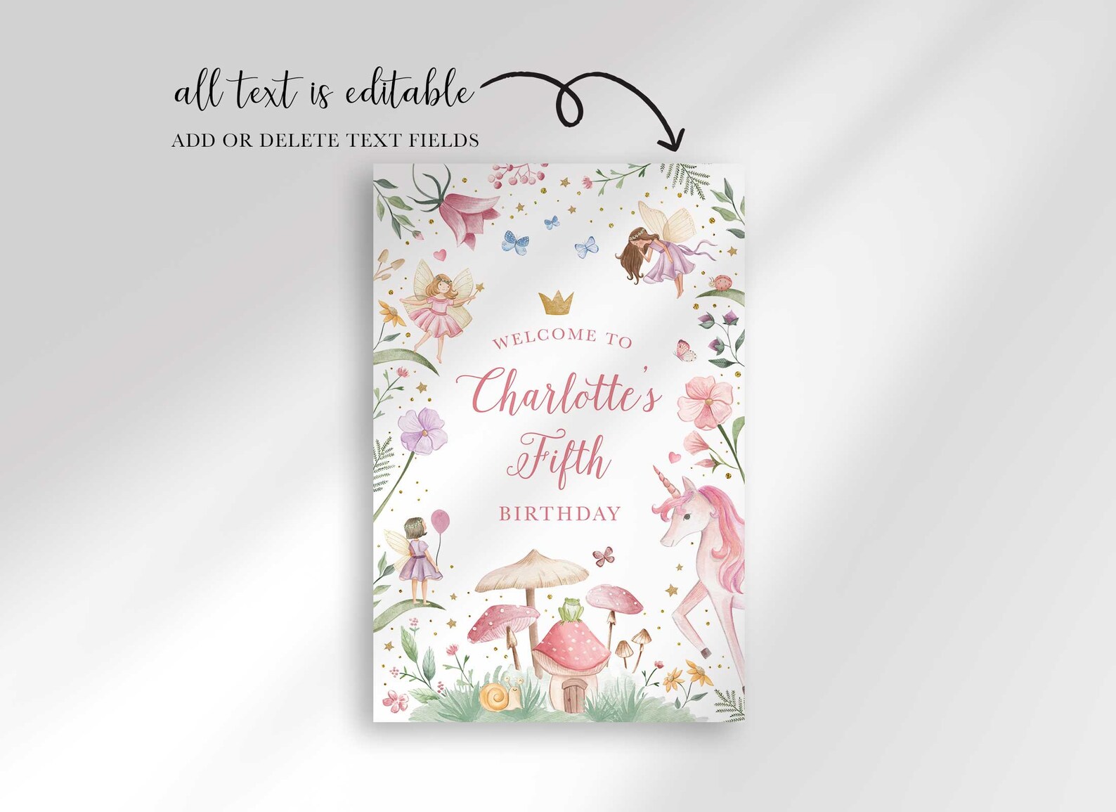 Editable Enchanted Forest Fairy Welcome Sign Template Instant - Etsy