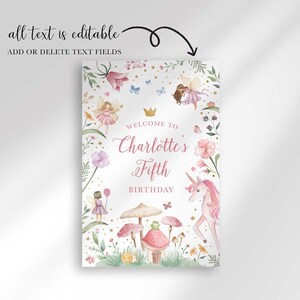 Editable Enchanted Forest Fairy Welcome Sign Template Instant Download ...