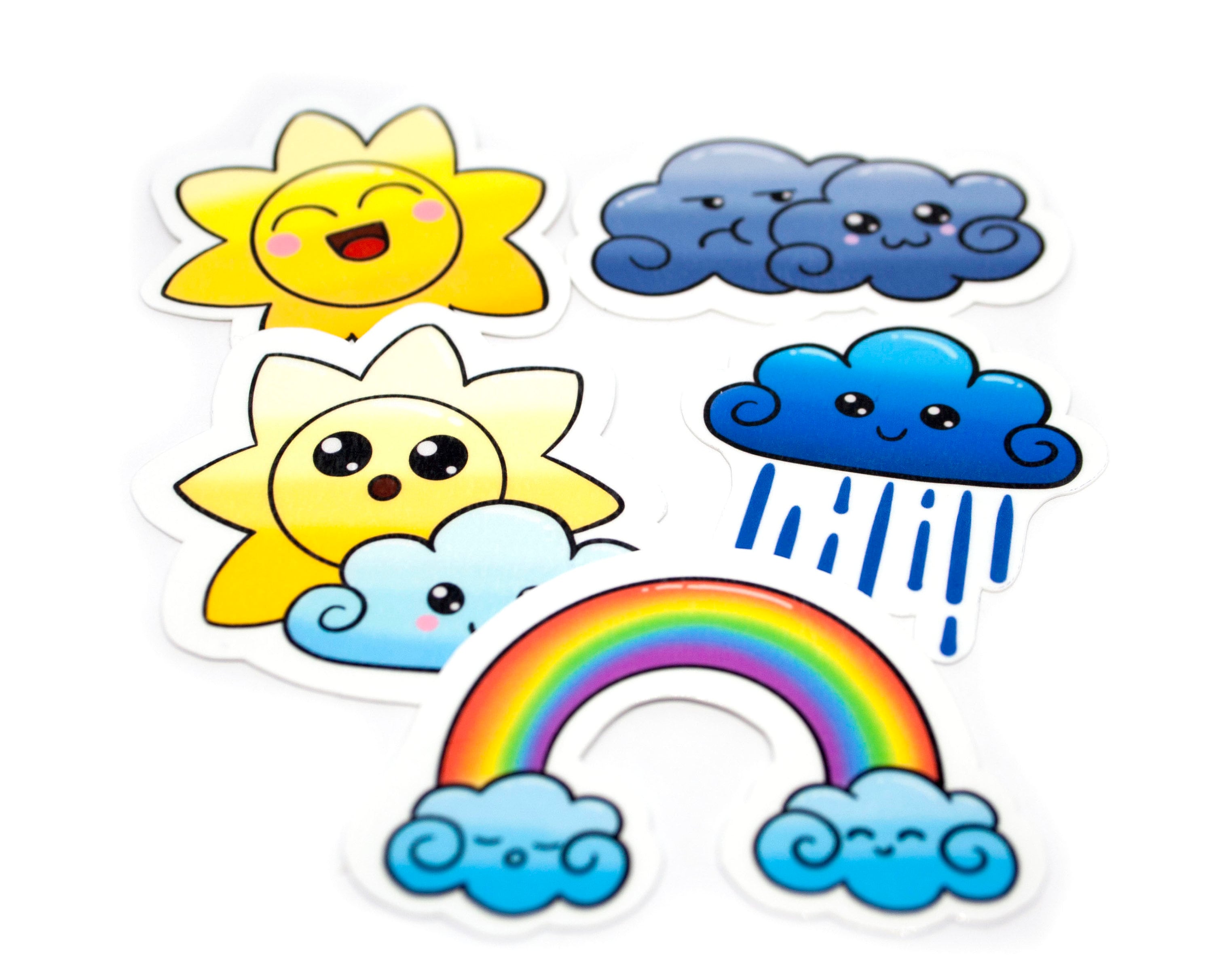 Cute weather art sticker pack Die cut illustration stickers | Etsy