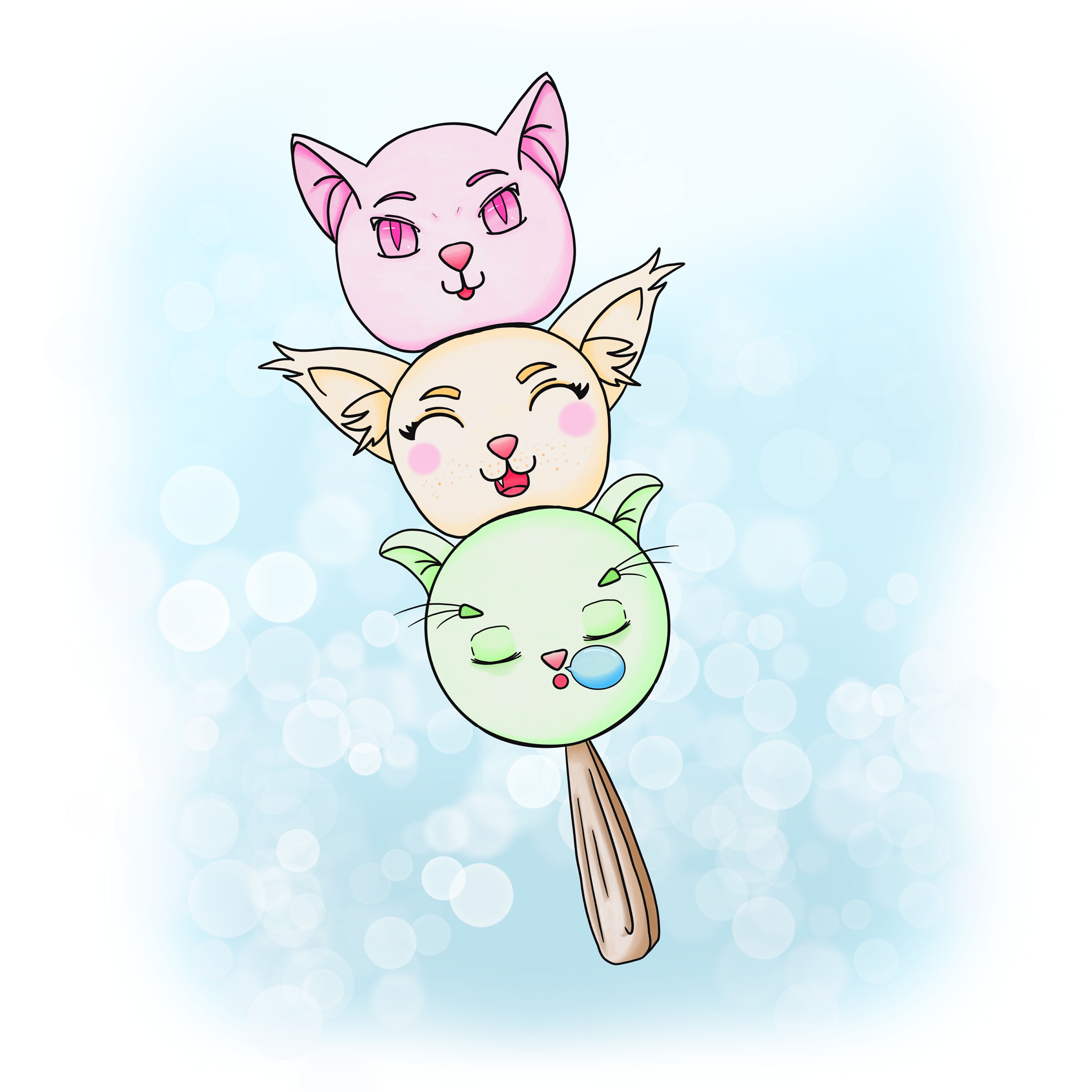 Kawaii Dango Cat Art Print, Japanese Dango Print, Cute Cat Art Print - Etsy