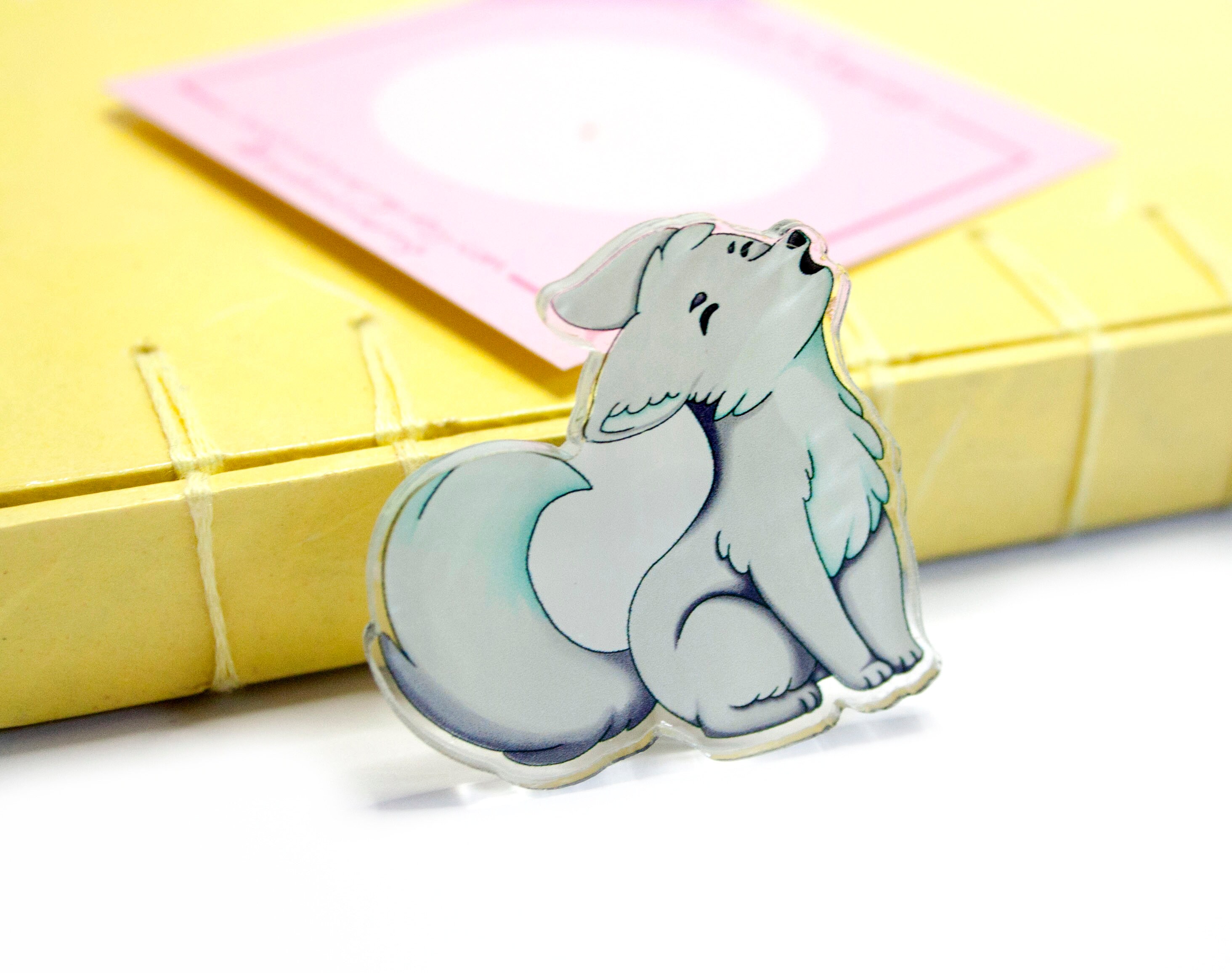 Howling Wolf Acrylic Pin Cute Wolf Pin Howling Dog Arcylic - Etsy