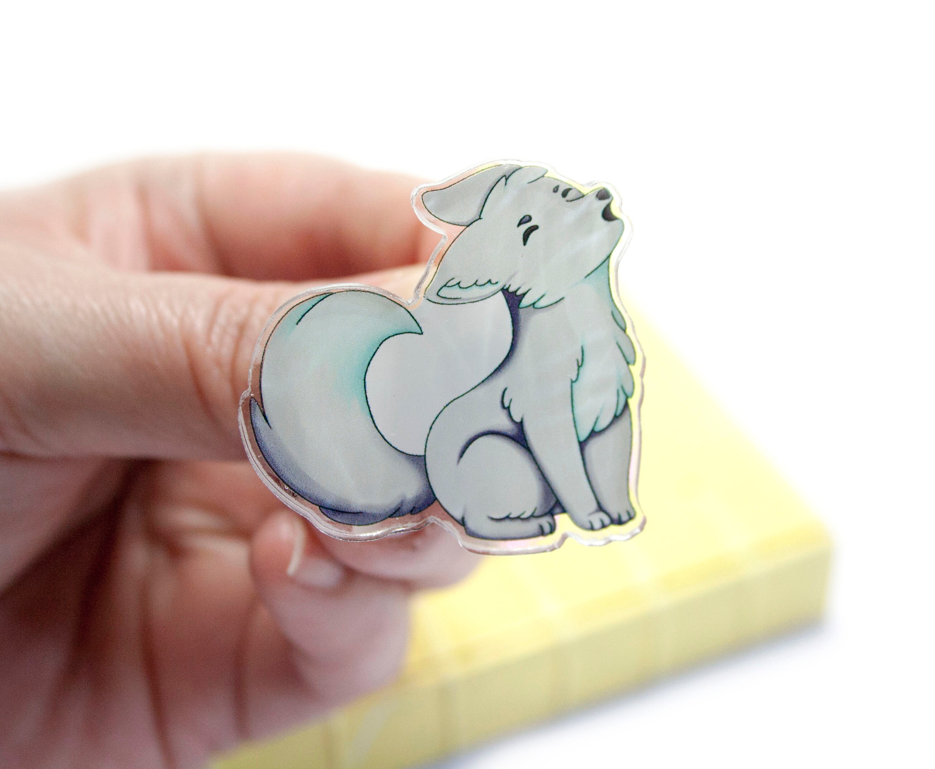 Howling Wolf Acrylic Pin Cute Wolf Pin Howling Dog Arcylic - Etsy