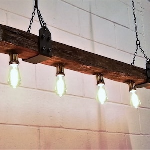 Wood Beam Lights With 5x Lamp Holders, Rustic, Fake, PU Wooden Beam ...