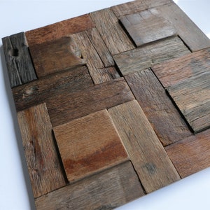 Wood Mosaic Tiles, Rustic Wood Tiles, Rustic Wall Art, Wooden Wall ...