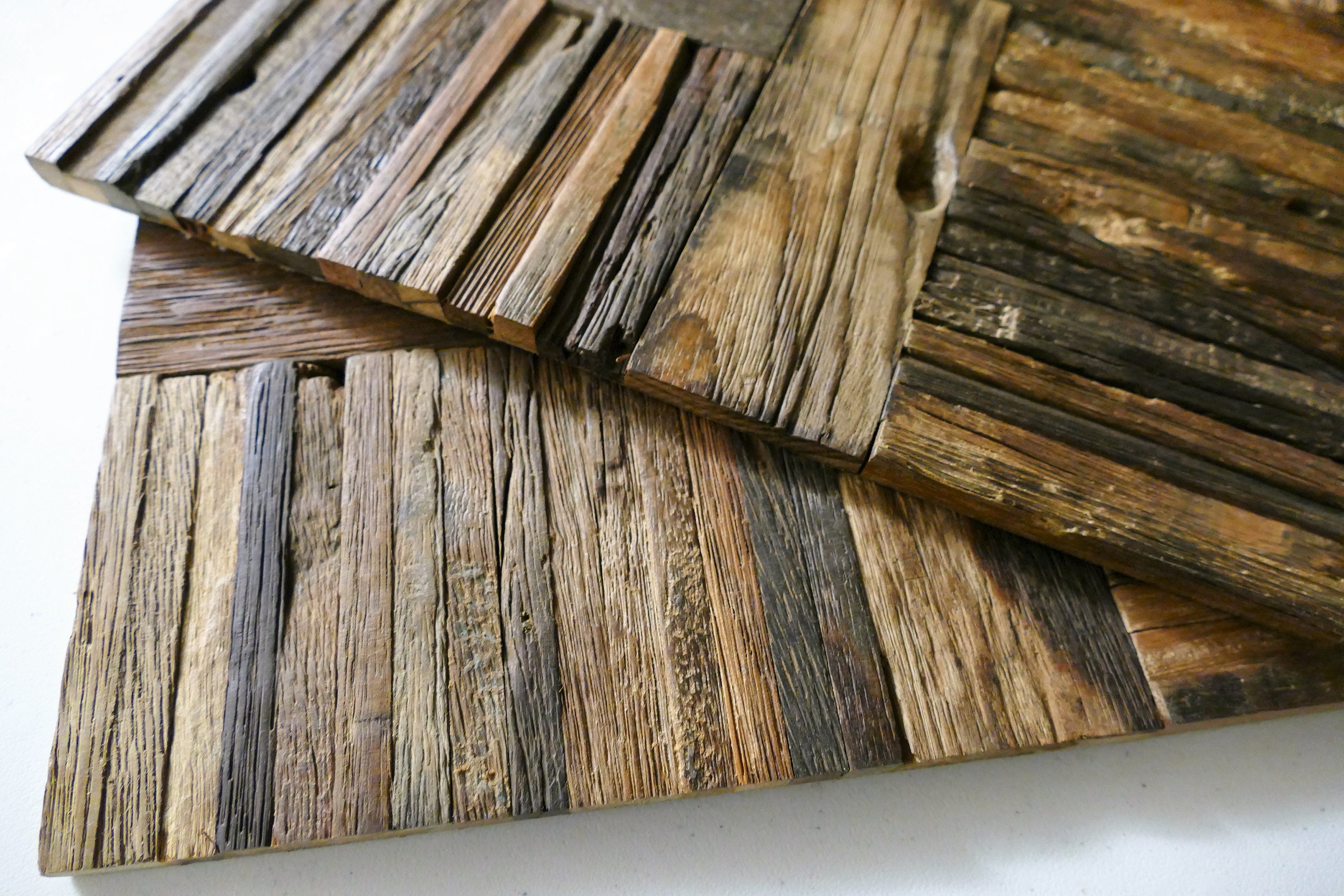 Natural Wood Mosaic Rustic Wood Tiles Headboard Art - Etsy UK