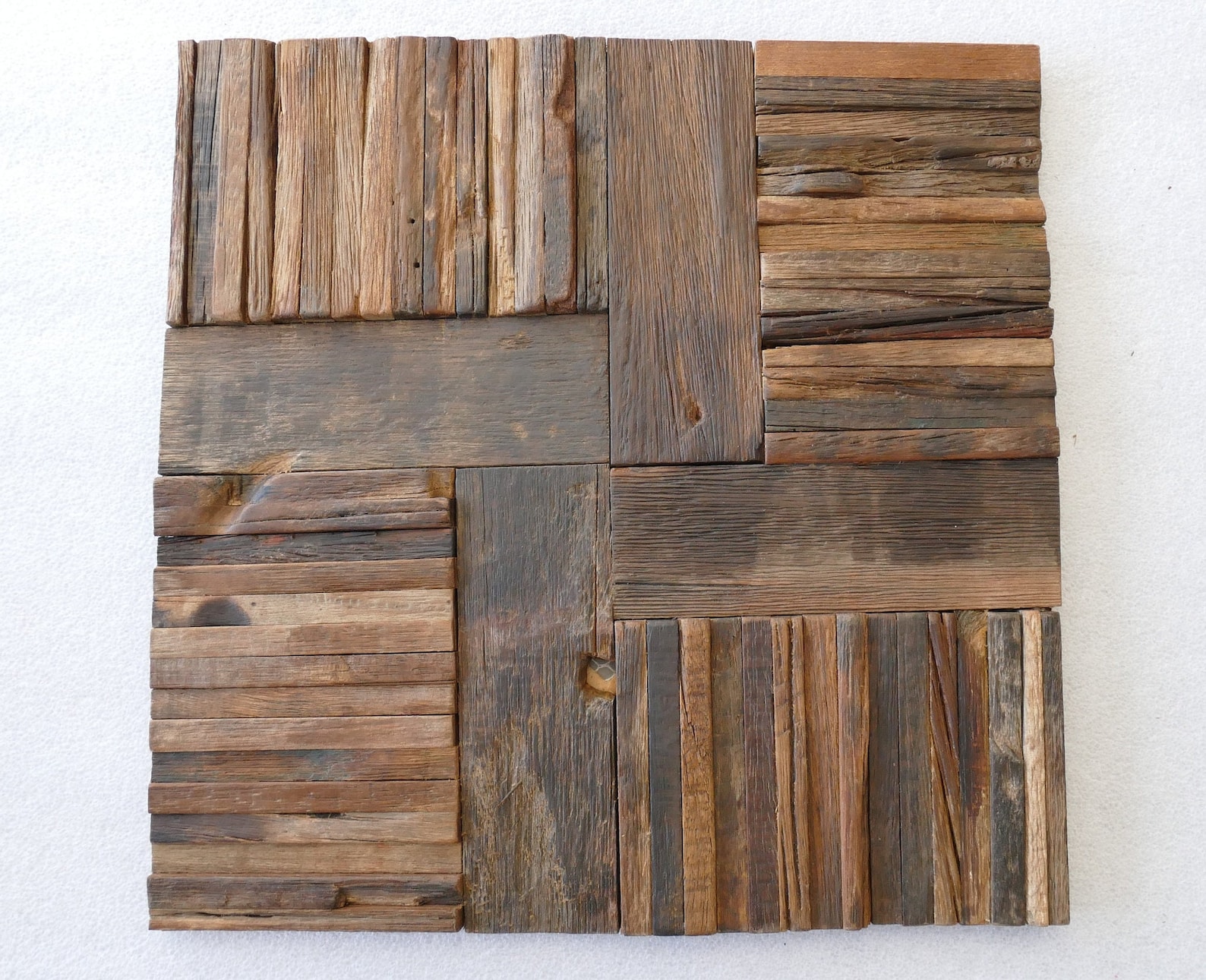 Natural Wood Mosaic Rustic Wood Tiles Headboard Art - Etsy UK