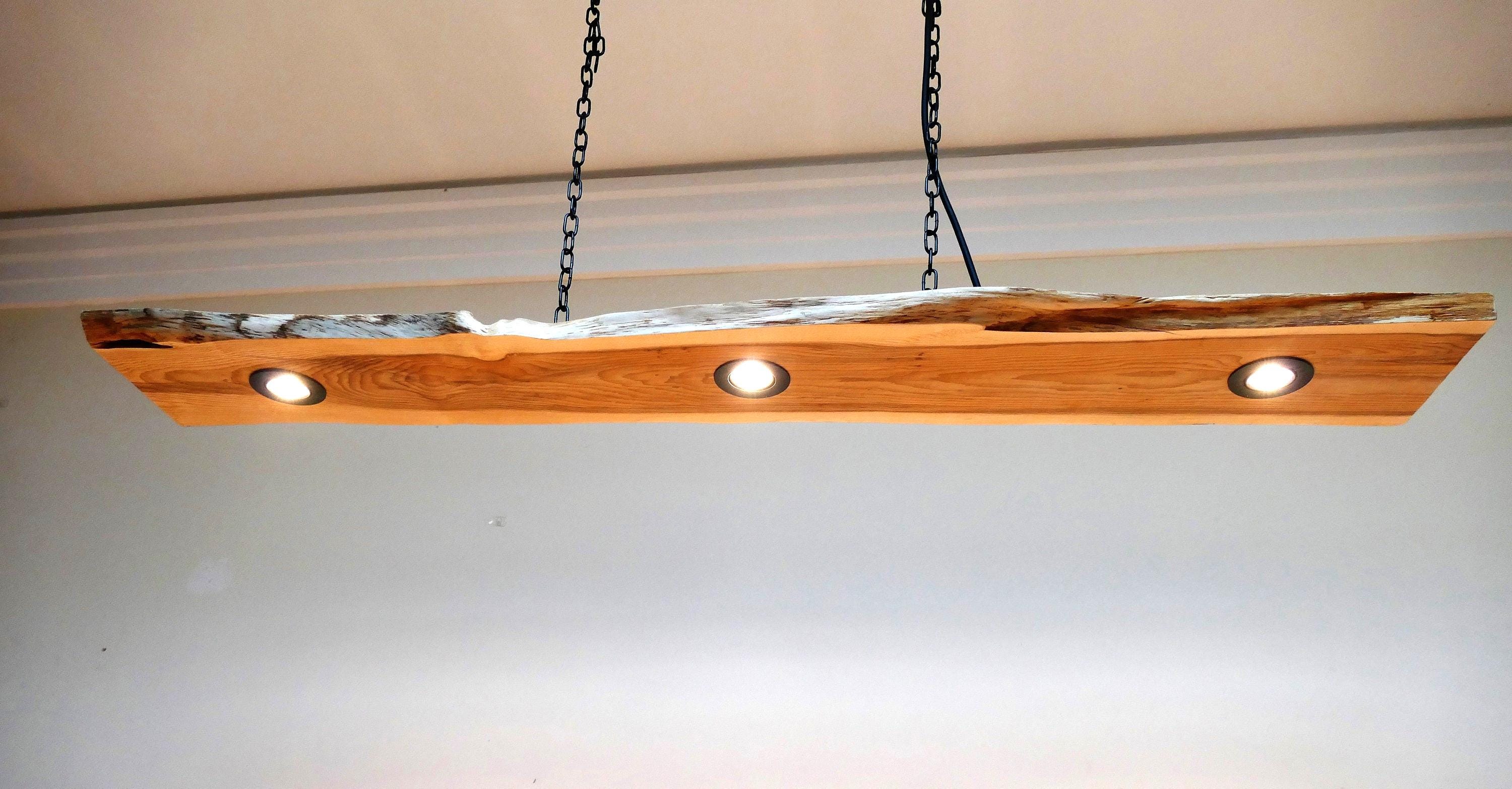 Yew Wood Slab With LED Spot Lights, Pendant Light, Timbers With ...