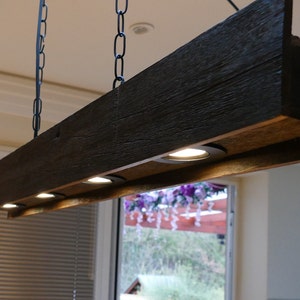 Rustic Wood Beam Chandelier: Farmhouse Spot Lights - Etsy