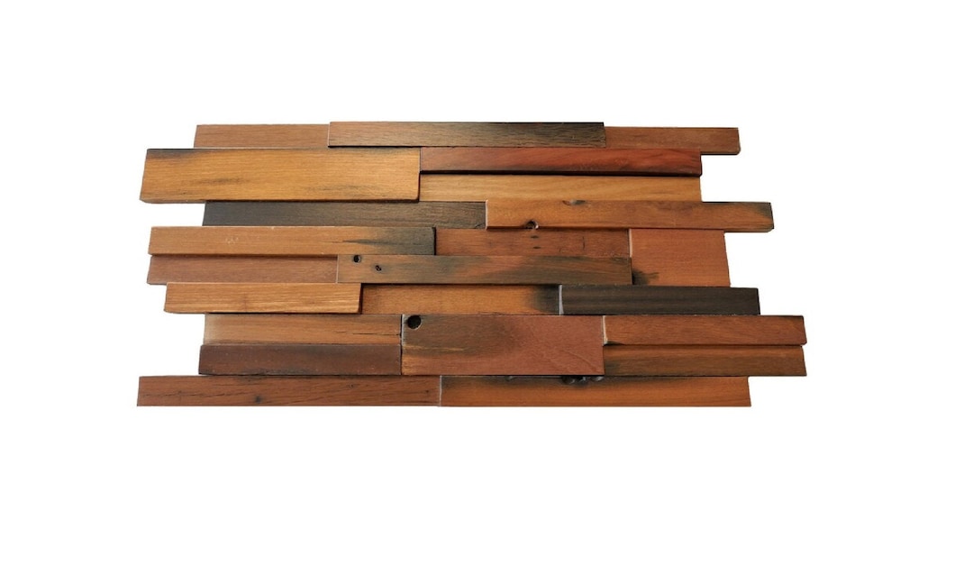 Reclaimed Wood Wall Tiles: 3D Mosaic Panels, Rustic Decor - Etsy