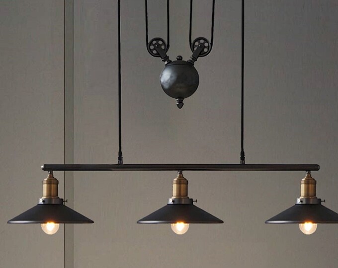 Industrial Style, Metal Beam Lights, Chandelier Light Fixture, Vintage ...