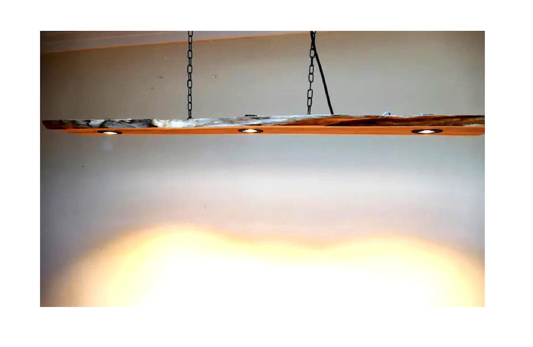 Yew Wood Slab With LED Spot Lights, Pendant Light, Timbers With ...
