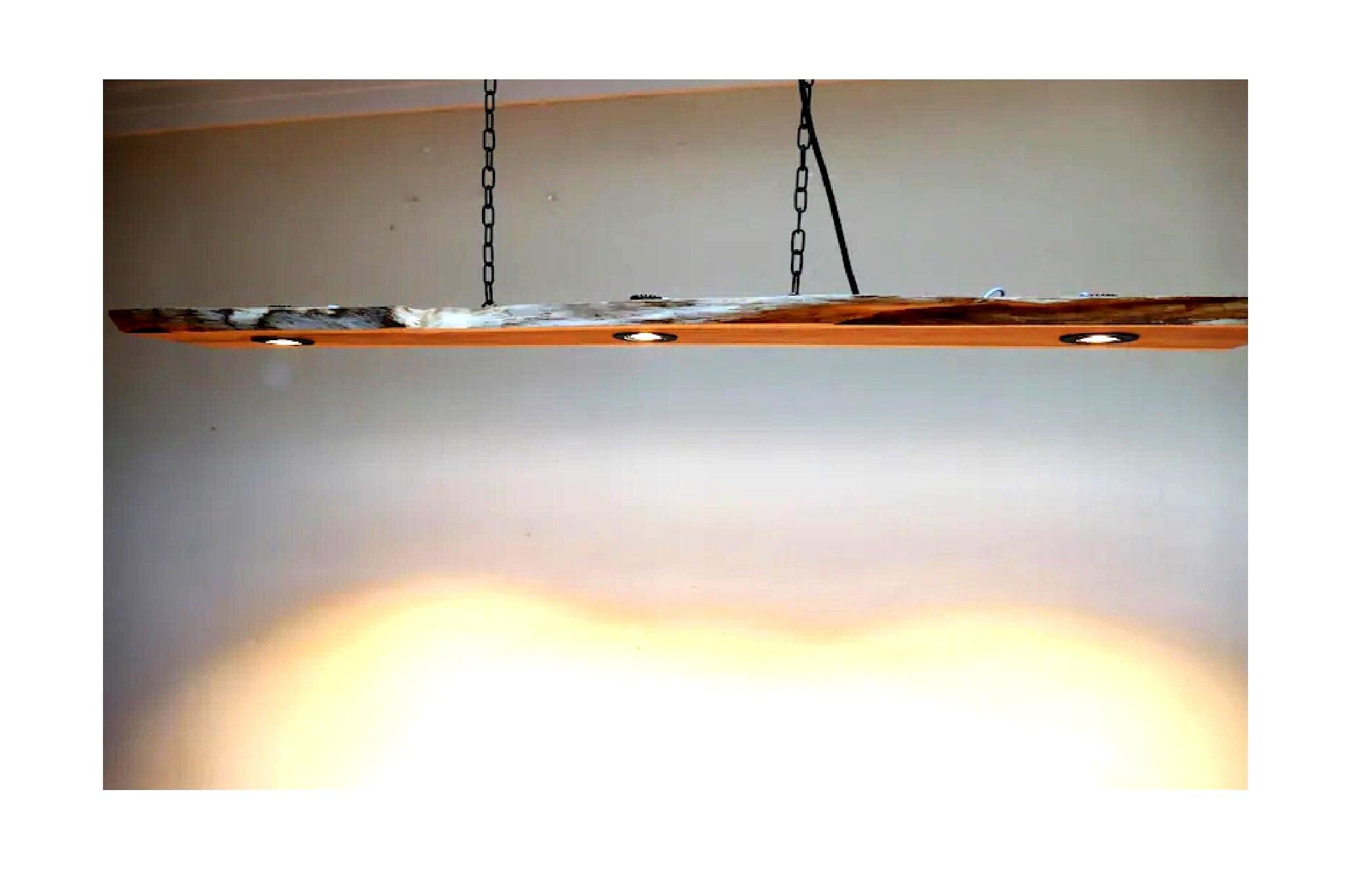 Yew Wood Slab With LED Spot Lights, Pendant Light, Timbers With ...
