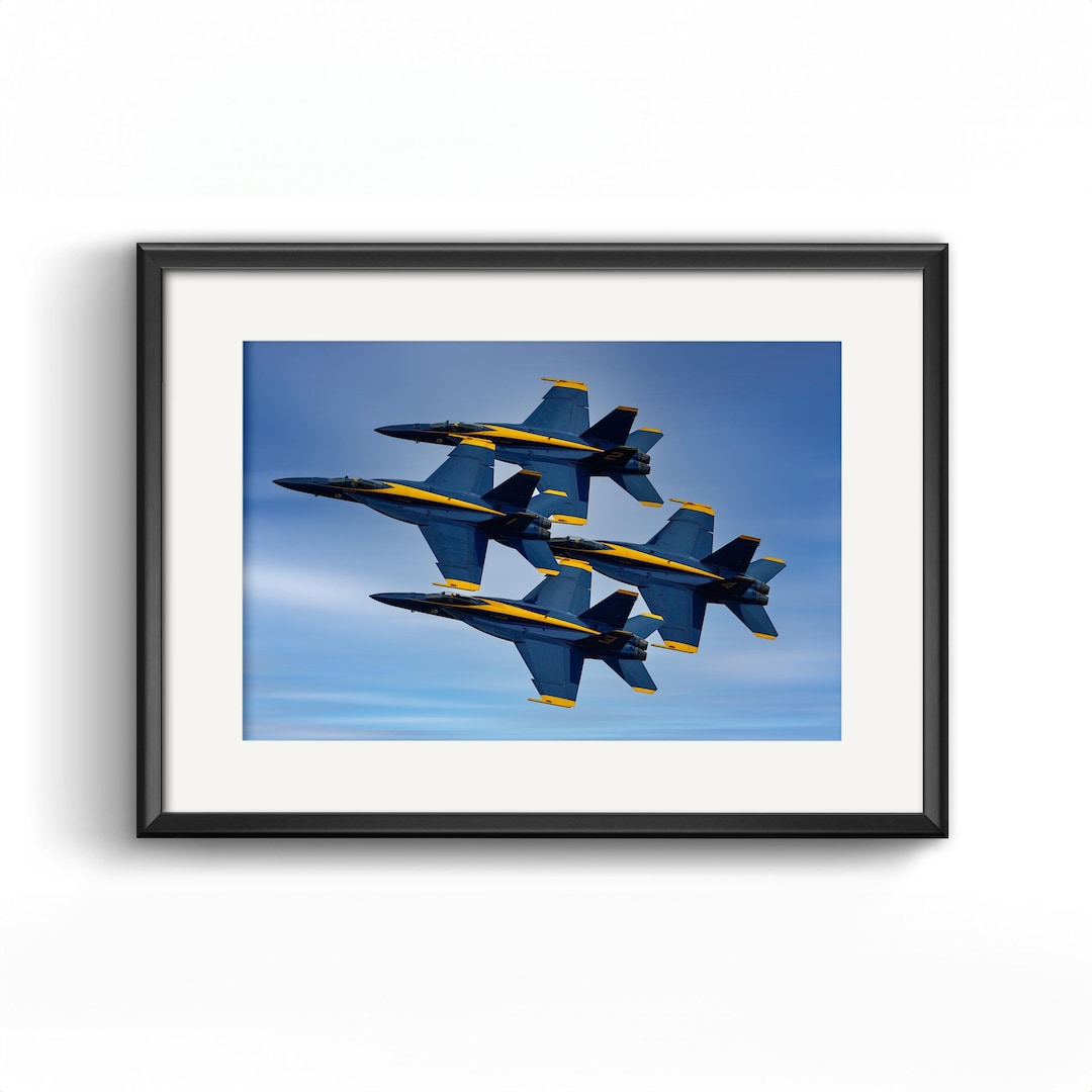 BLUE ANGELS Jet Formation Fine Art Print, Navy Aircraft Wall Decor ...