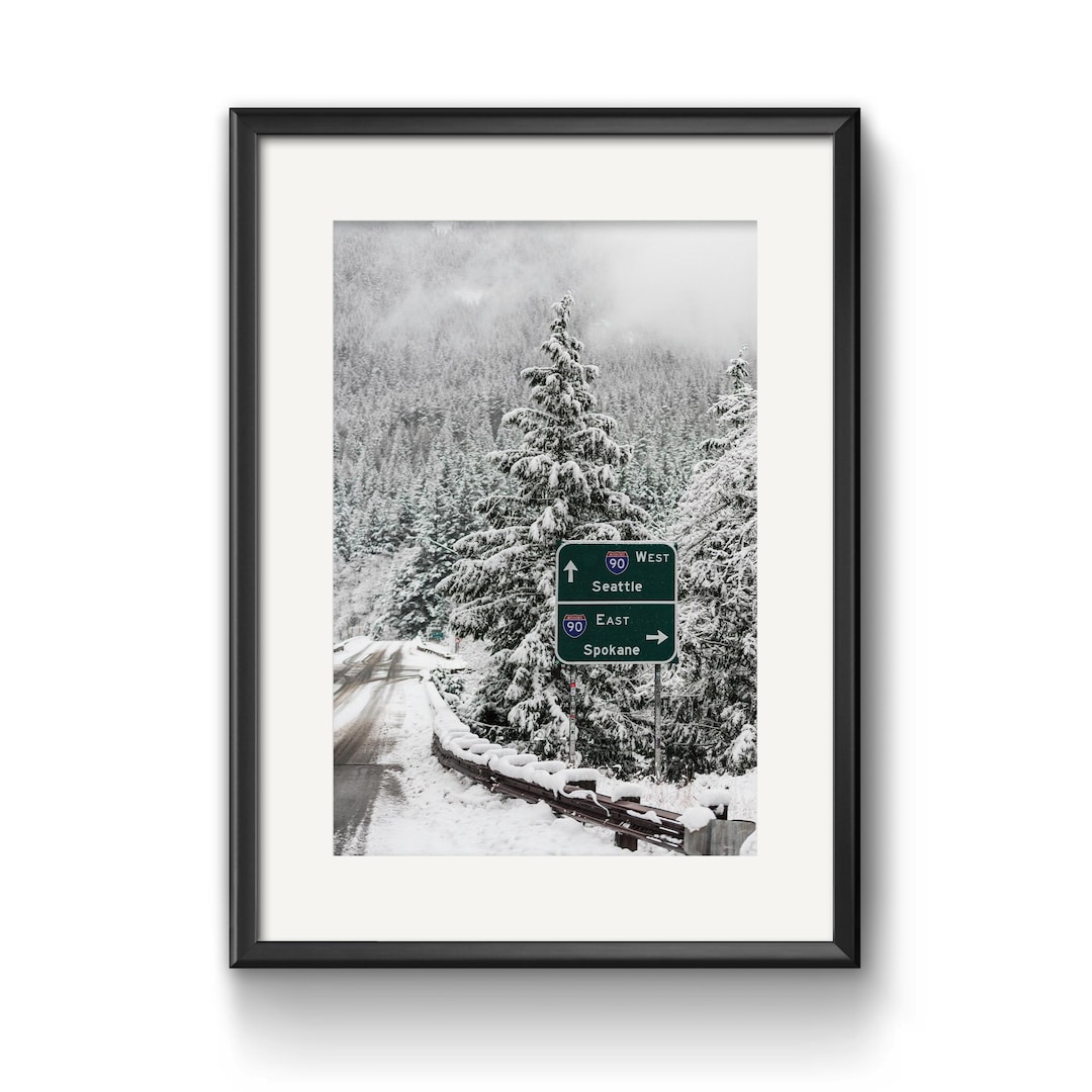 Snowy Mountain Road Print: Seattle to Spokane Scenic Route - Etsy