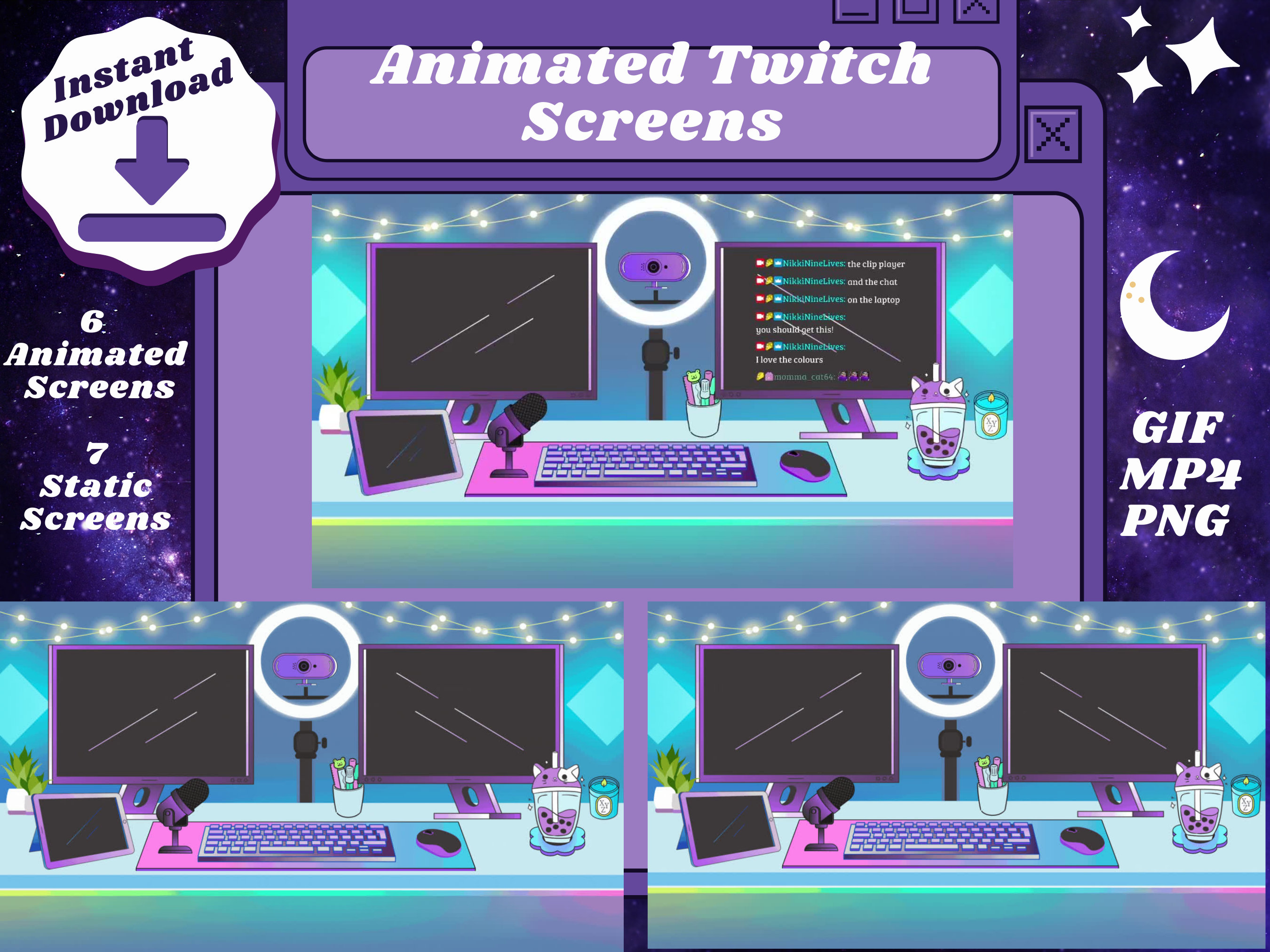 Animated Stream Room Twitch Screens Starting Soon Screens, BRB and ...