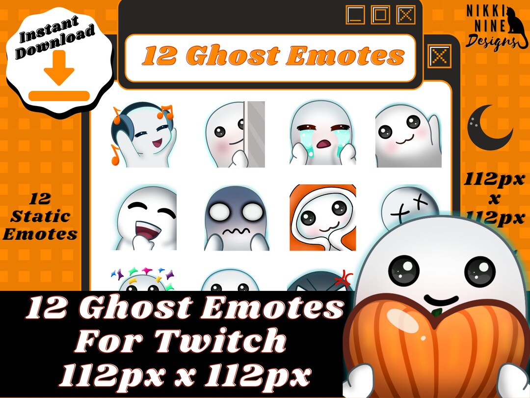 Halloween Ghost Emote Set | 12 Ghost Emote Bundle for Twitch, Discord ...
