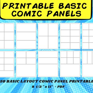 Basic Comic Book Panels With 50 Printable Pages | Manga Panels | Blank ...