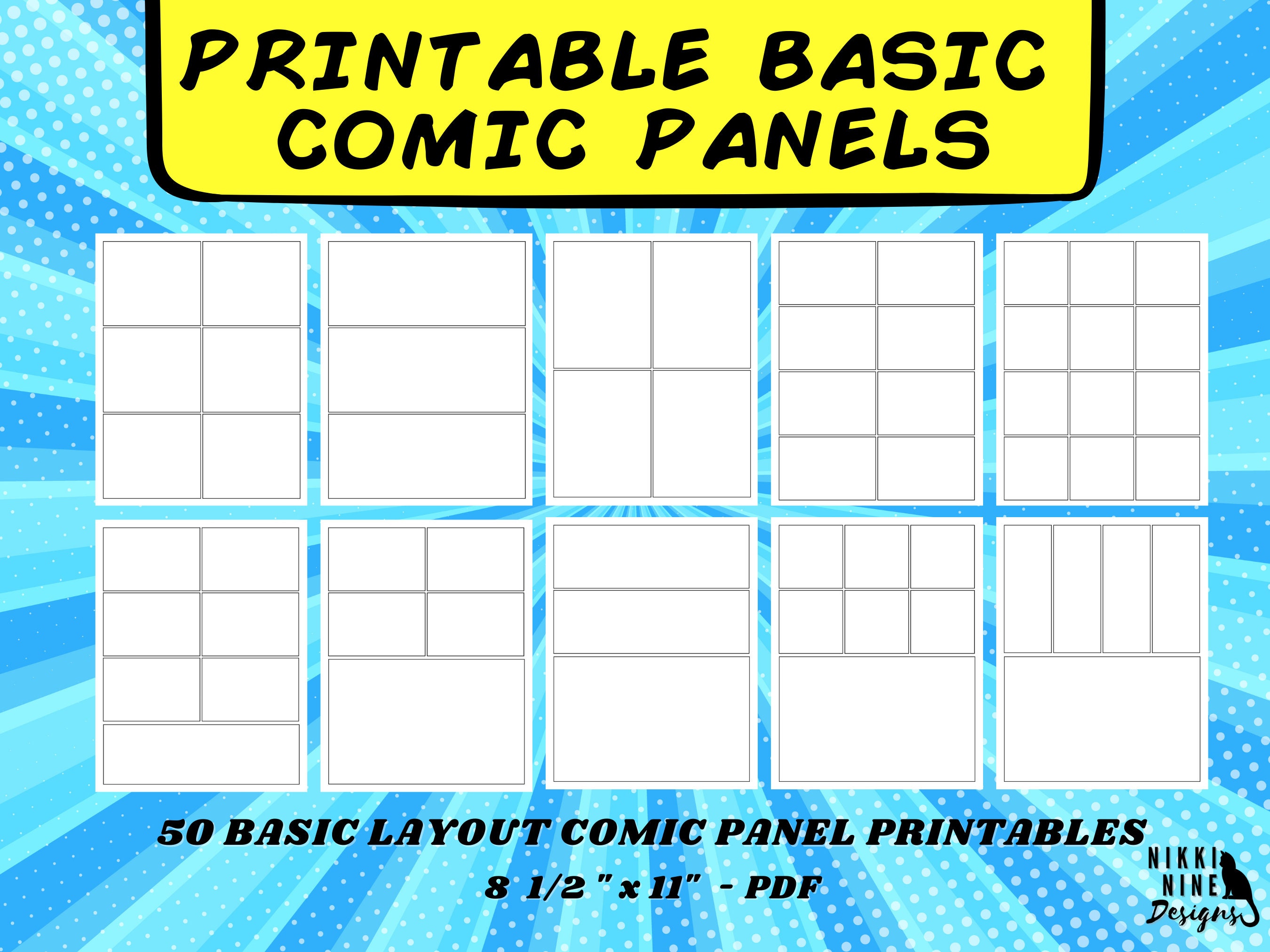Basic Comic Book Panels With 50 Printable Pages | Manga Panels | Blank ...