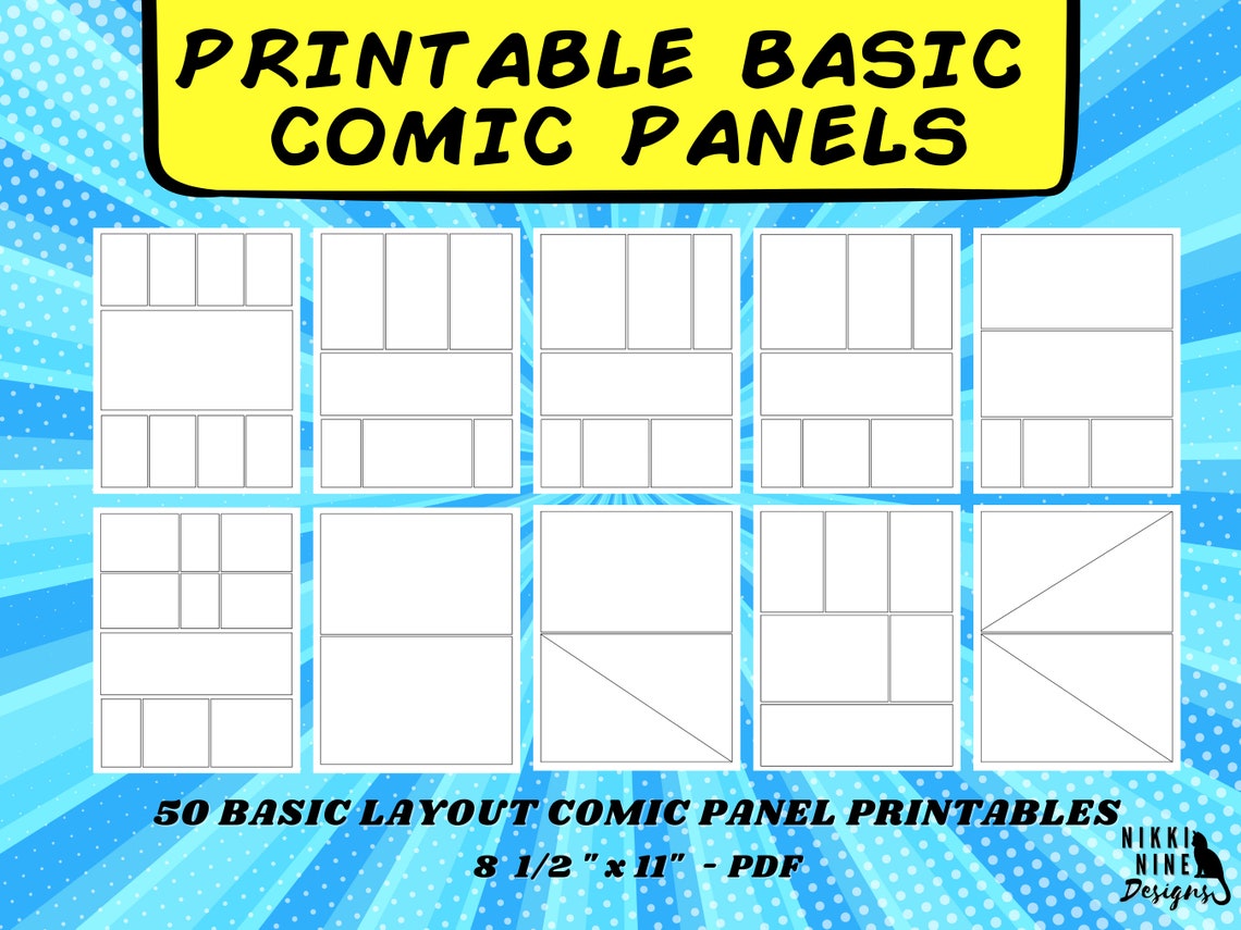 Basic Comic Book Panels With 50 Printable Pages | Manga Panels | Blank ...
