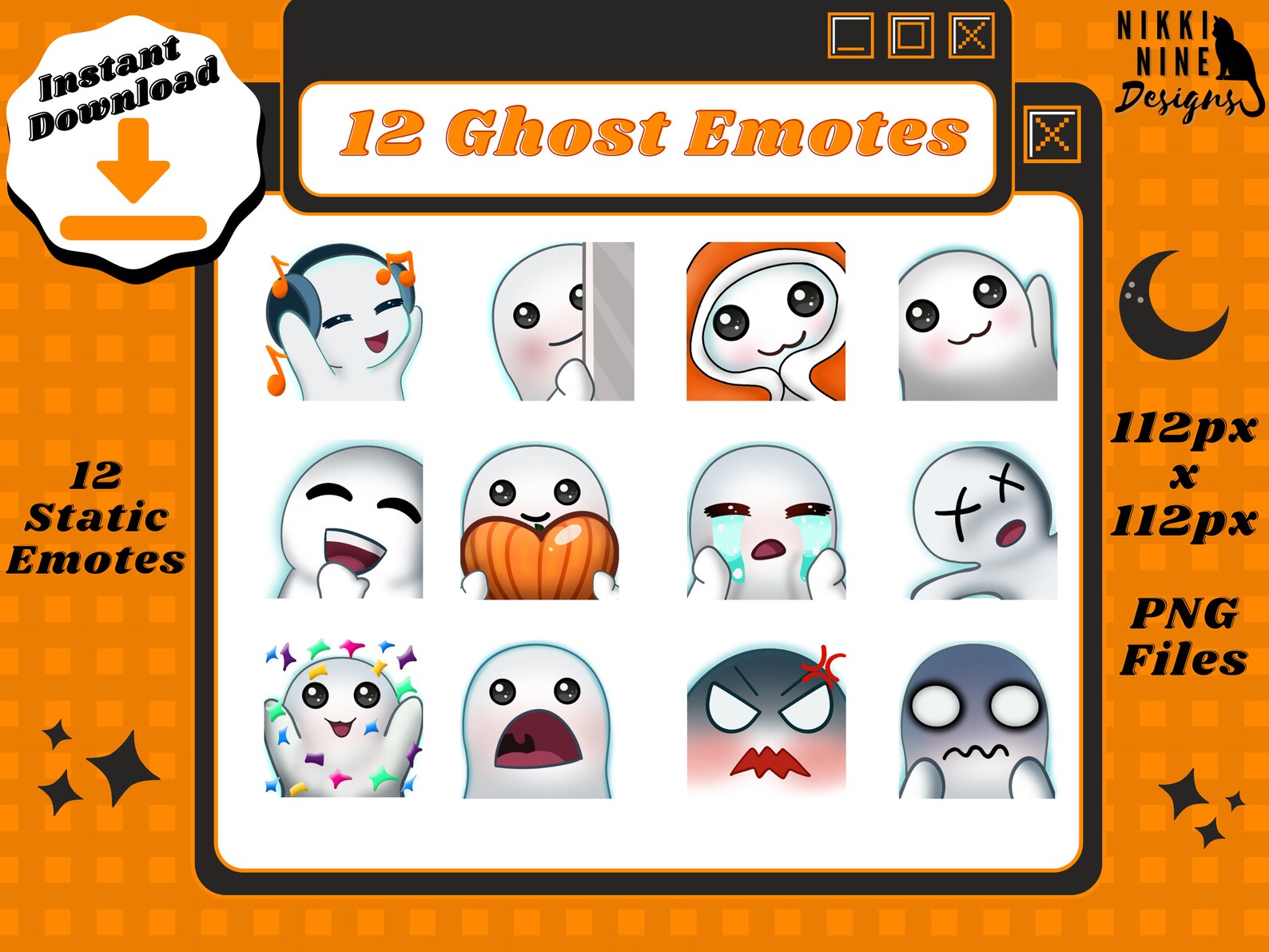 Halloween Ghost Emote Set | 12 Ghost Emote Bundle for Twitch, Discord ...