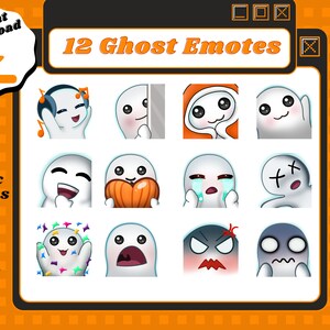 Halloween Ghost Emote Set | 12 Ghost Emote Bundle for Twitch, Discord ...