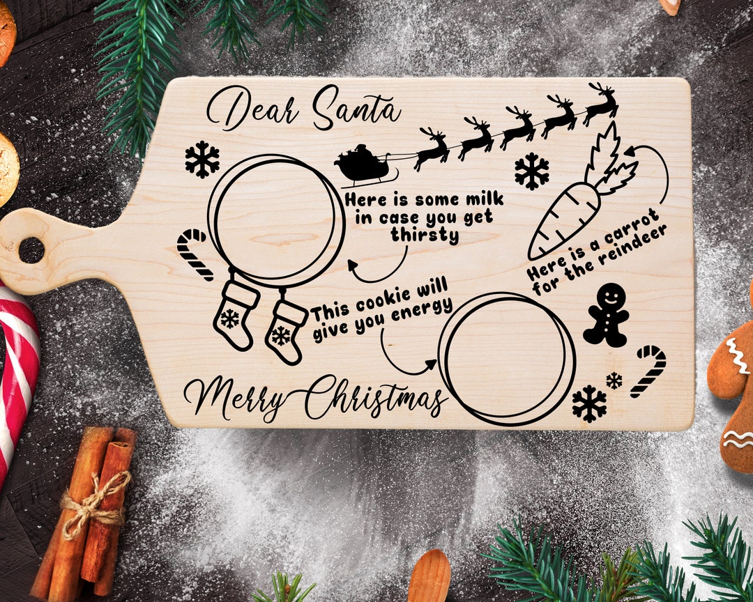 Dear Santa Cutting Board PNG, Santa Cutting Board Png, Santa Tray ...