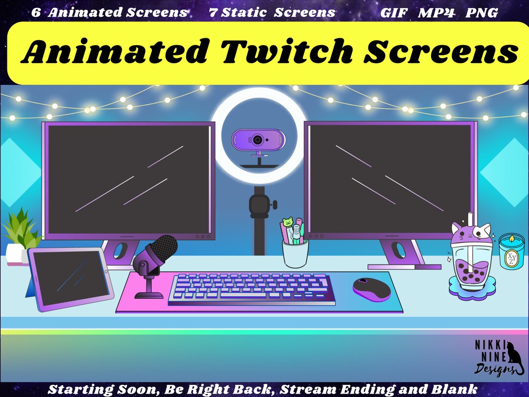 Animated Stream Room Twitch Screens | Starting Soon Screens, BRB and ...