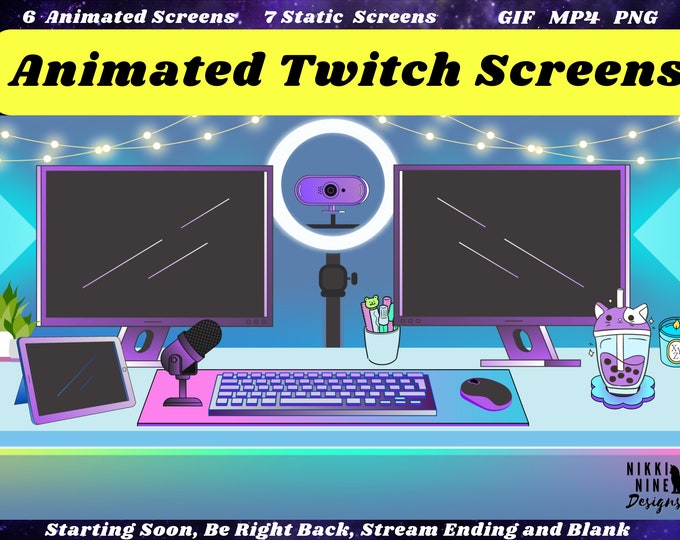 Animated Stream Room Twitch Screens | Starting Soon Screens, BRB and ...