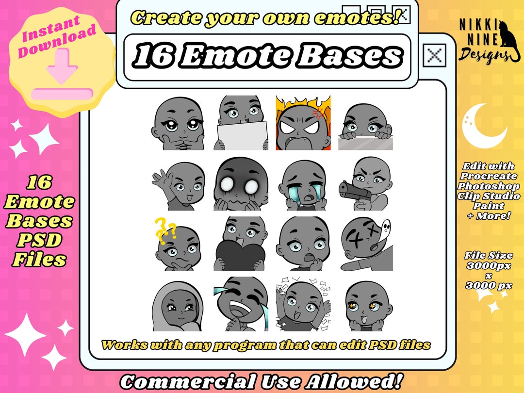 Emote Base Pack - DIY Emotes for Twitch, Discord, Youtube, Streaming ...