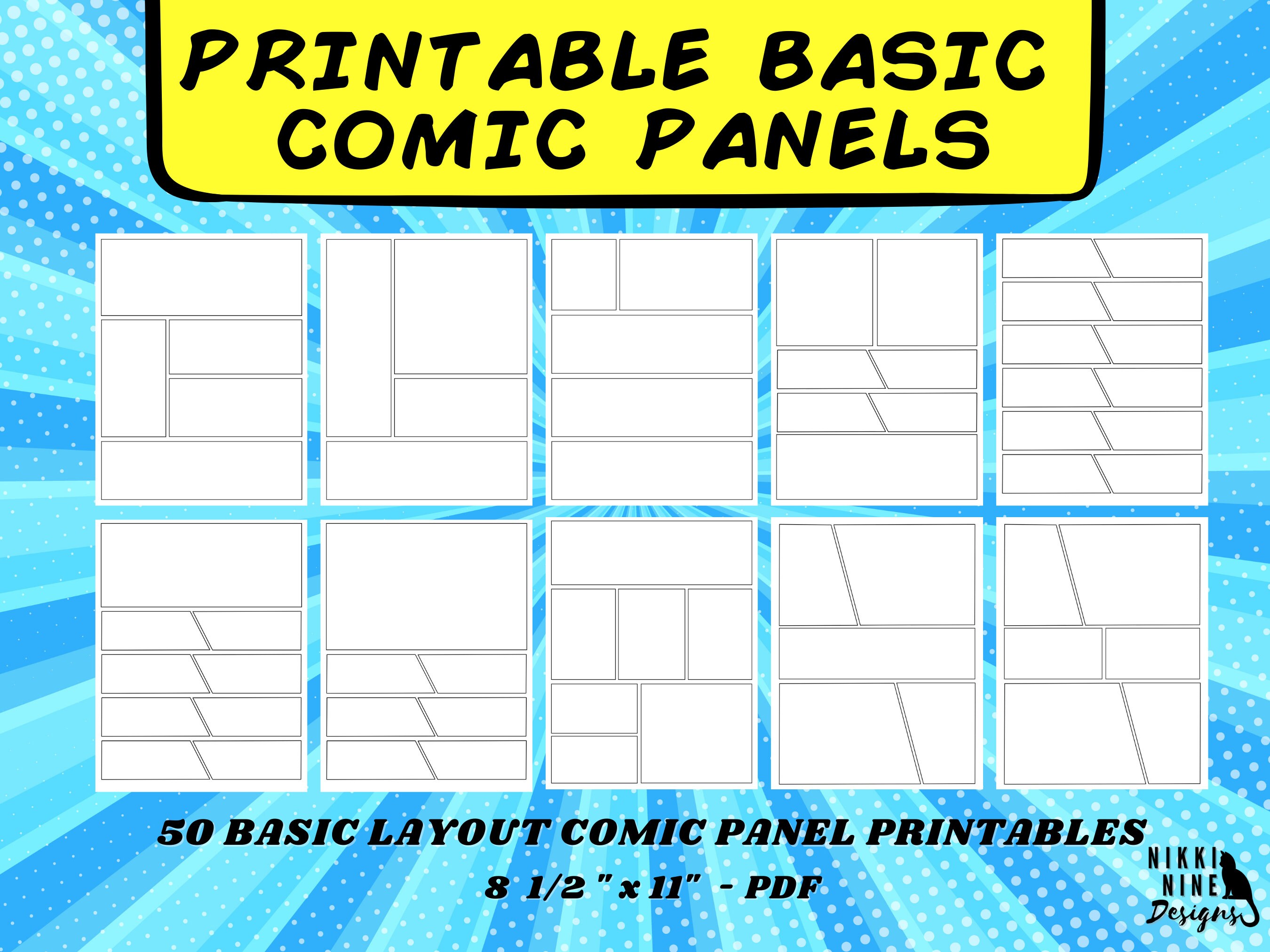 Basic Comic Book Panels With 50 Printable Pages | Manga Panels | Blank ...