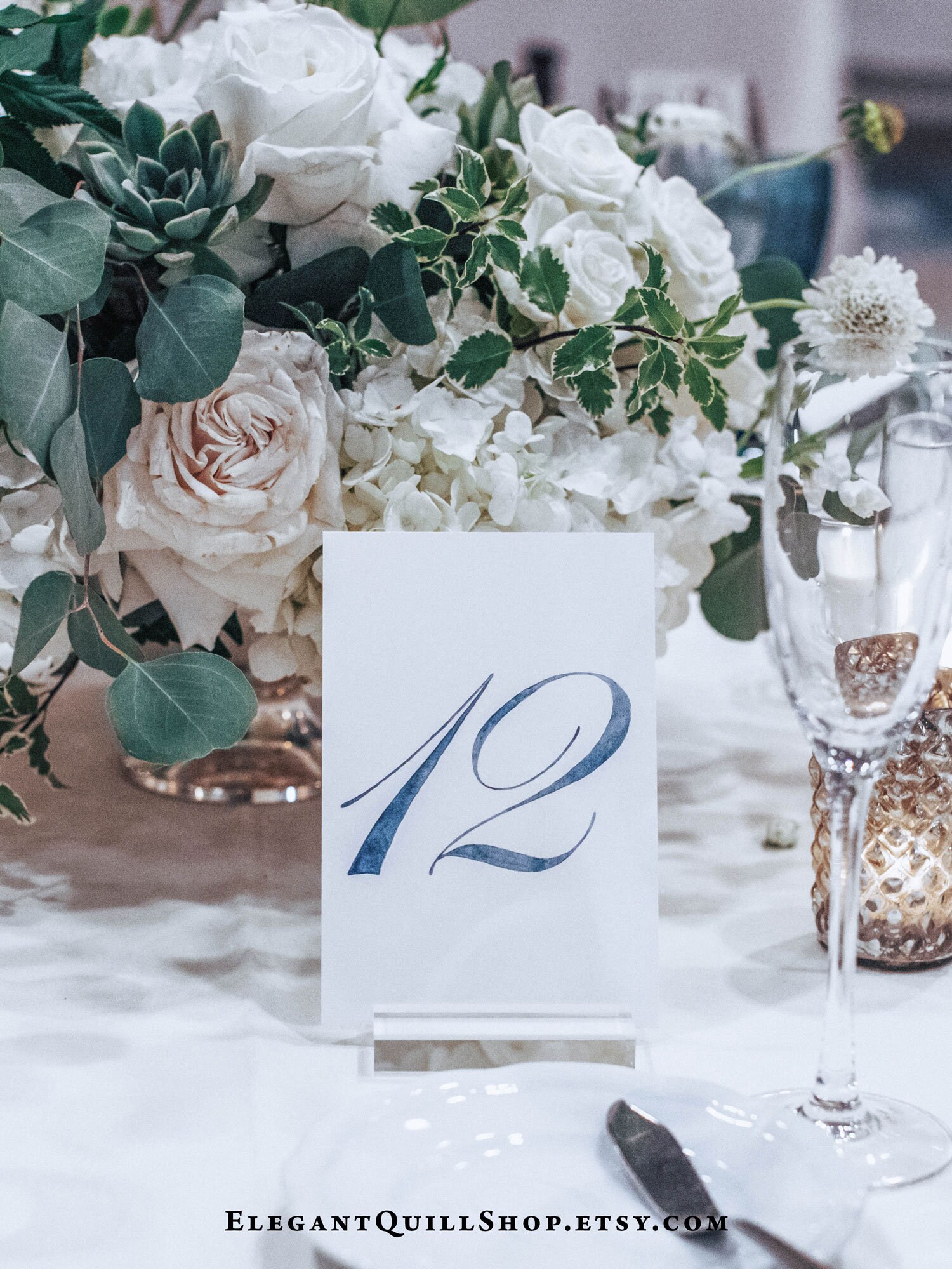 Dusty Blue Wedding, Blue Table Numbers, Watercolor, Printable Table ...