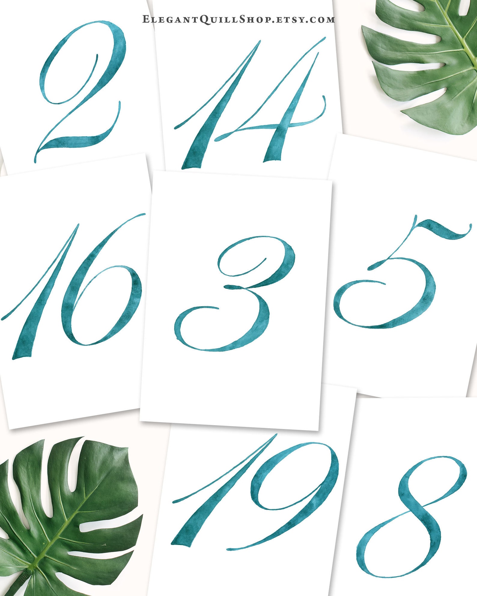 Teal Table Numbers, Beach Wedding Decor, Printable Table Numbers ...