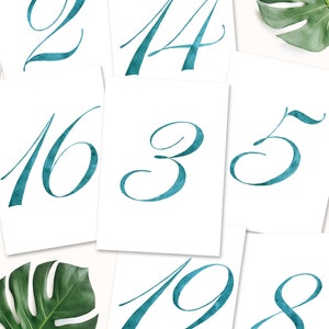 Teal Table Numbers, Beach Wedding Decor, Printable Table Numbers ...