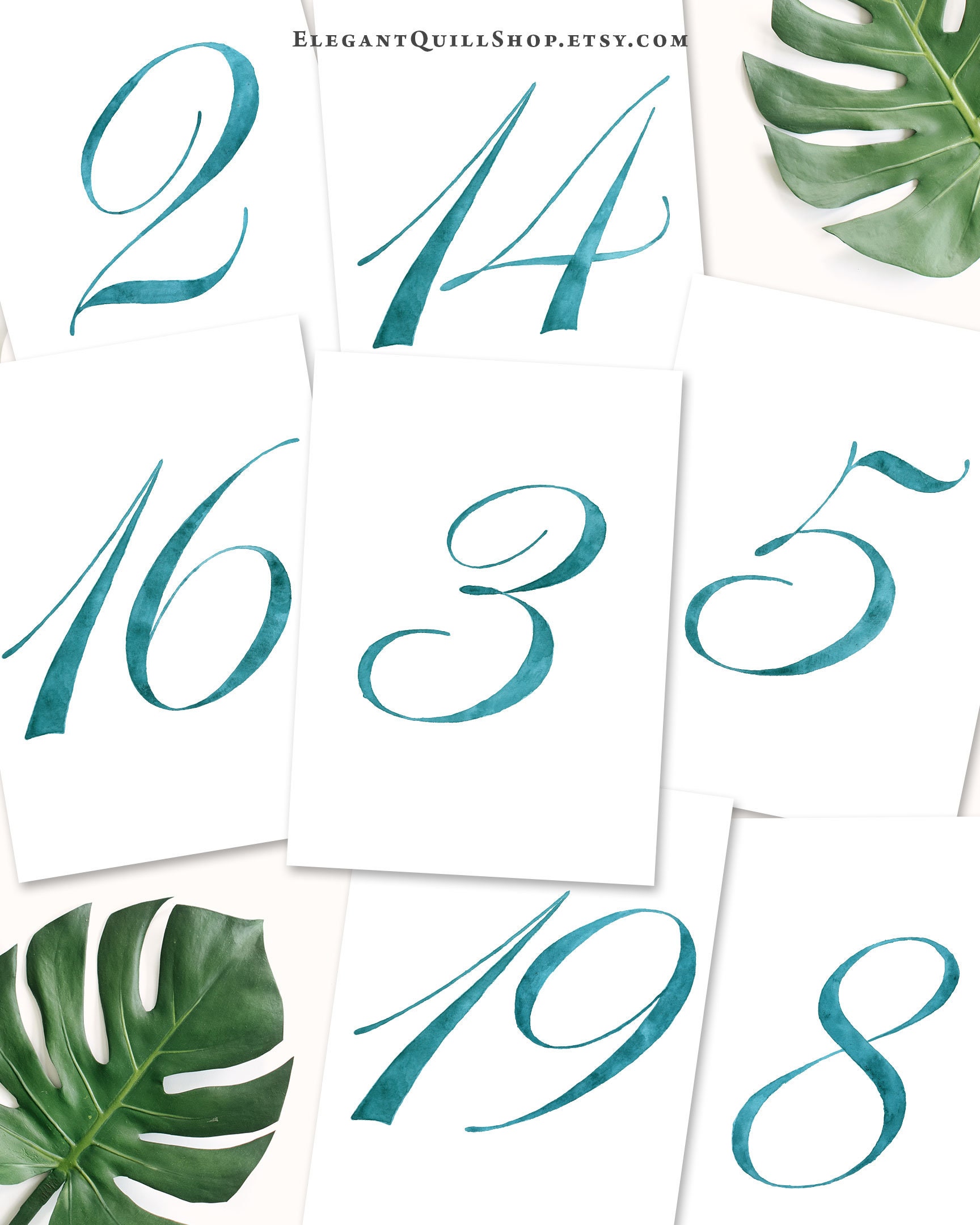 Teal Table Numbers, Beach Wedding Decor, Printable Table Numbers ...