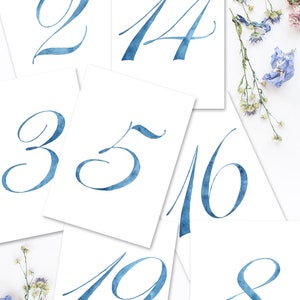 Blue Table Numbers, Beach Wedding Decor, Printable Table Numbers ...