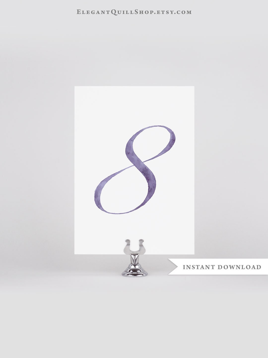 Purple Table Numbers, Purple Wedding Decor, Watercolor, Printable Table ...