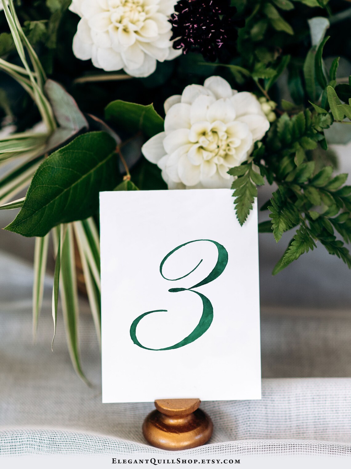 Emerald Green Wedding, Green Table Numbers, Watercolor, Printable Table ...