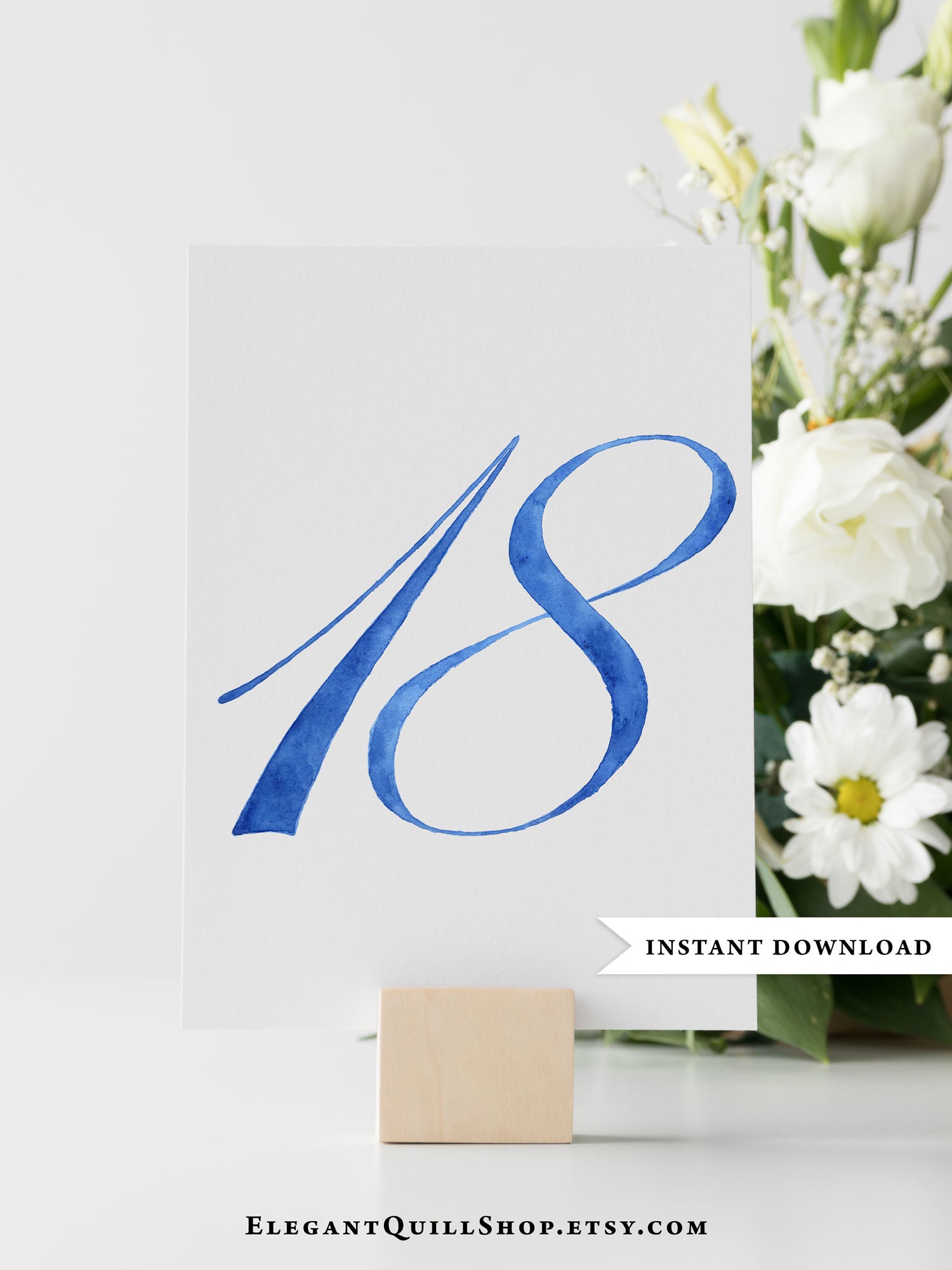 Royal Blue Wedding, Blue Table Numbers, Watercolor, Beach Wedding Decor ...