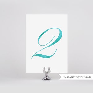 Turquoise Table Numbers, Beach Wedding Decor, Printable Table Numbers ...