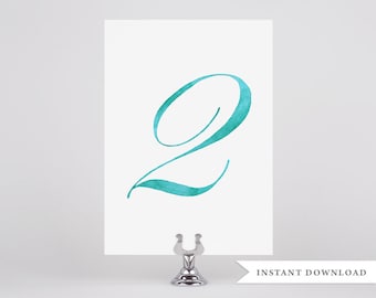 Blue Table Numbers, Beach Wedding Decor, Printable Table Numbers ...