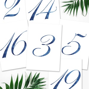 Navy Blue Table Numbers, Beach Wedding Decor, Digital Download ...