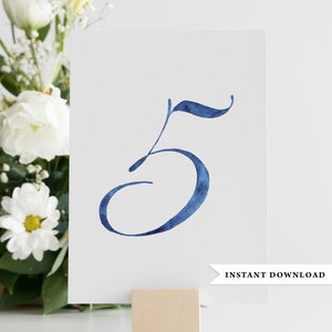 Navy Blue Table Numbers, Beach Wedding Decor, Digital Download ...