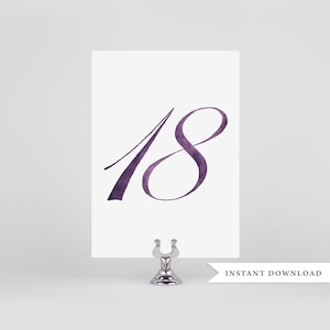 Purple Table Numbers, Plum Purple Wedding, Wedding Table Decor ...