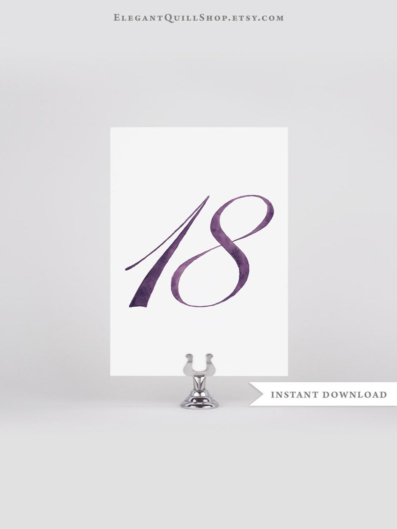 Purple Table Numbers, Plum Purple Wedding, Wedding Table Decor ...