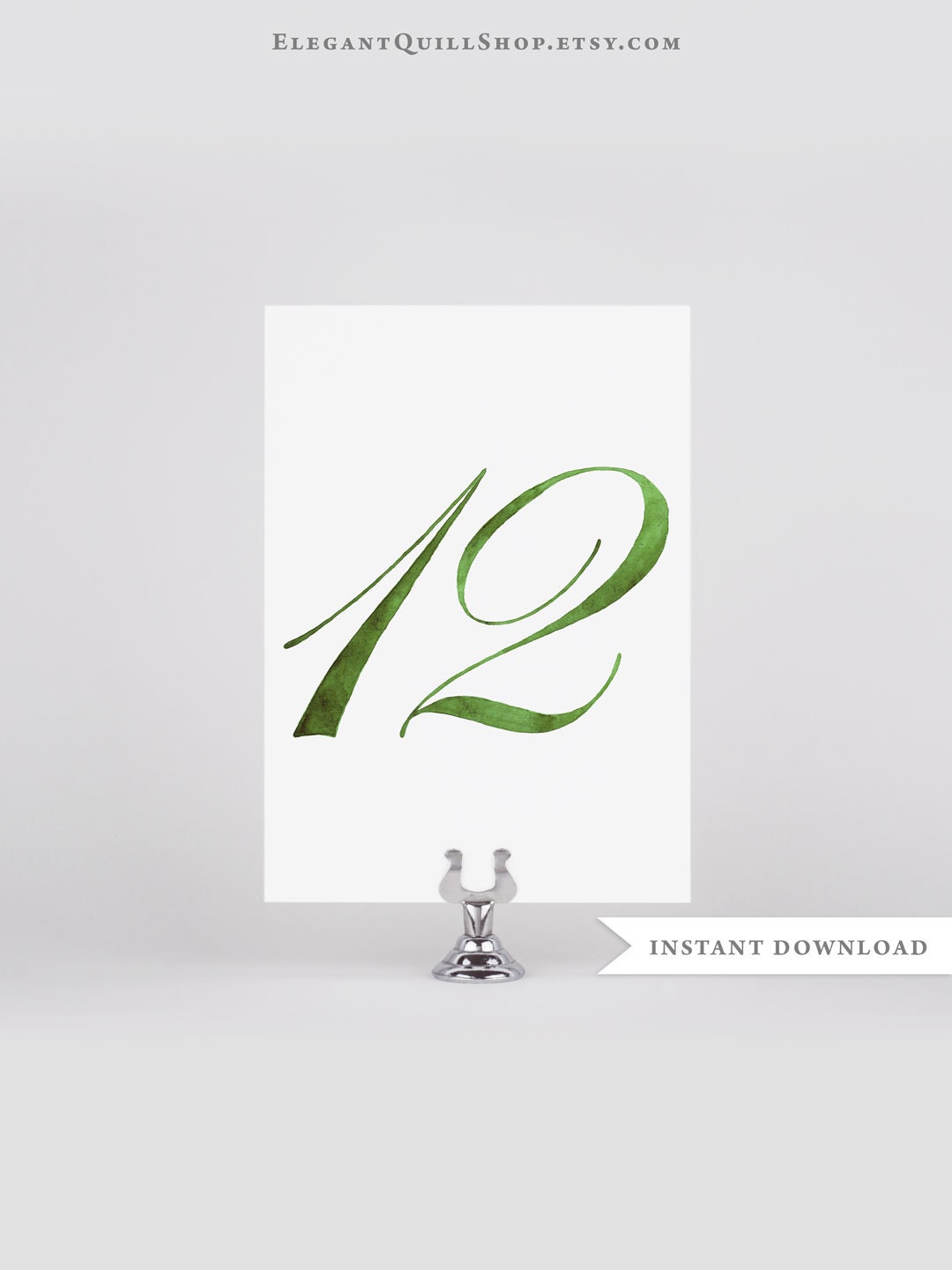 Olive Green Wedding Decor, Green Table Numbers, Watercolor, Printable ...
