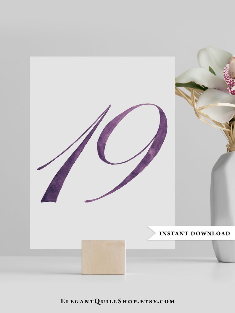 Purple Table Numbers, Plum Purple Wedding, Wedding Table Decor ...