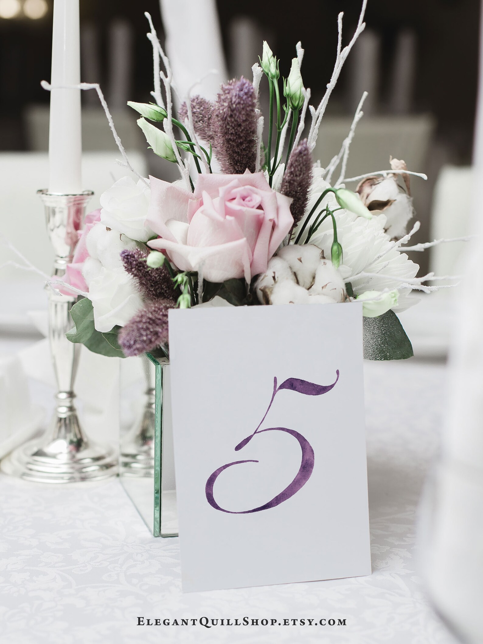 Purple Table Numbers, Plum Purple Wedding, Wedding Table Decor ...