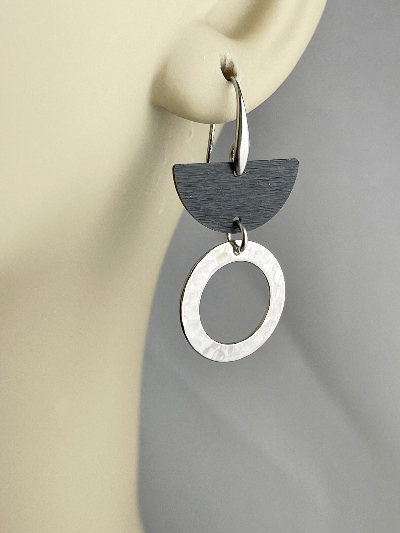 Half Circle Earrings Minimalist Earrings Mixed Metal - Etsy
